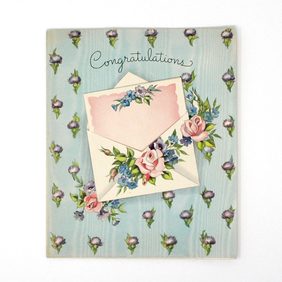 Greeting Card / Congratulations, Envelope with Roses, Removable Insert ...