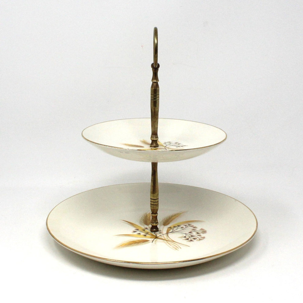 Sandwich Plate / Tidbit Tray, Two-Tier with Metal Handle, Homer Laughl ...