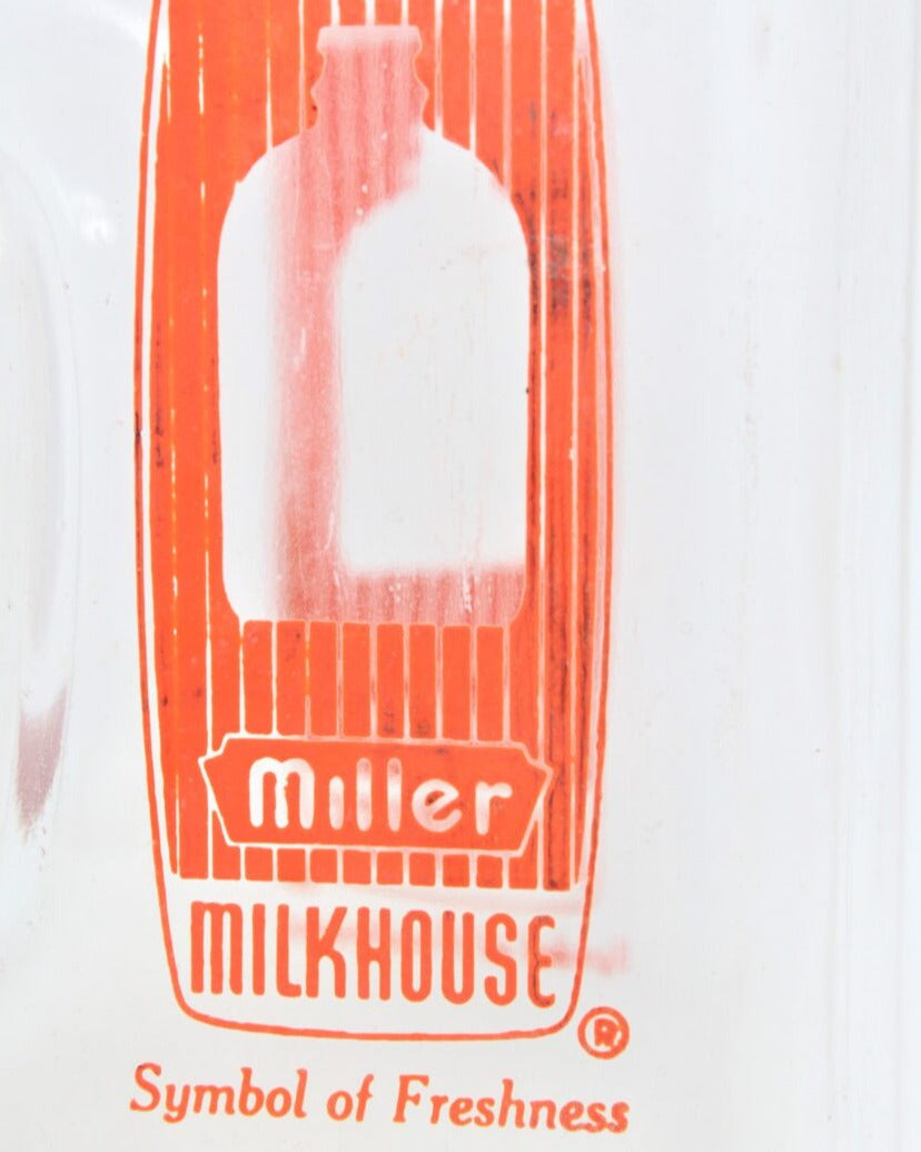 Milk Bottle, Miller Dairy, Orange Pyro ACL, Half Gallon, Indiana, Vint ...
